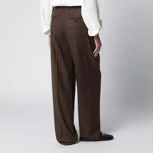 Loro Piana Brown Check-pattern Trousers In Wool And Cashmere