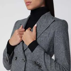 Tagliatore Double-breasted Herringbone Wool And Cashmere Jacket