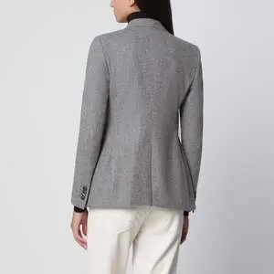 Tagliatore Double-breasted Jacket With Herringbone Pattern In Wool And Cashmere