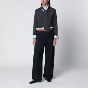 Miu Miu Anthracite Wool Cardigan - Grey