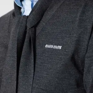 Miu Miu Anthracite Wool Cardigan - Grey