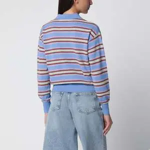 Guest In Residence Collegiate Stripe Polo Sweater In Delft Blue