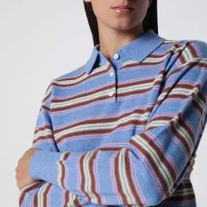 Guest In Residence Collegiate Stripe Polo Sweater In Delft Blue