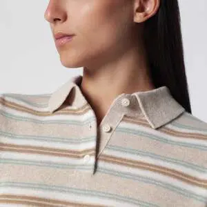 Guest In Residence Collegiate Stripe Polo Sweater Sandstone
