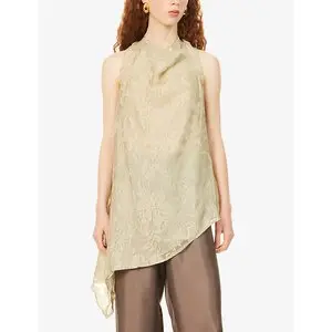PRETTY LAVISH Inca Halter-neck Woven Jacquard Top