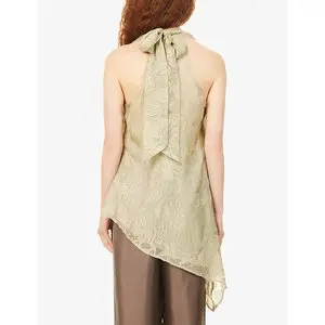 PRETTY LAVISH Inca Halter-neck Woven Jacquard Top