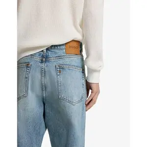 Hugo Faded Tapered-leg Stretch-denim Jeans - Medium Blue