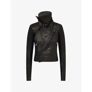 Rick Owens High-neck Biker Leather Jacket