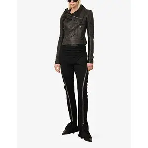 Rick Owens High-neck Biker Leather Jacket