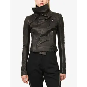 Rick Owens High-neck Biker Leather Jacket