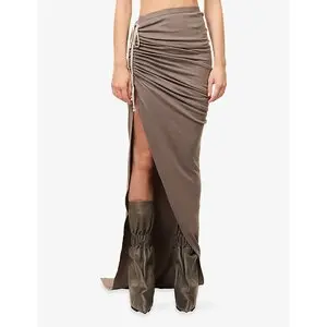 Rick Owens Edfu Slit Cotton Maxi Skirt