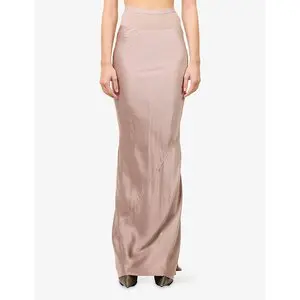 Rick Owens Coda Ribbed-panel Satin Maxi Skirt