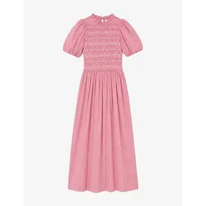 RO&ZO Stripe-pattern Shir Woven Midi Dress - Red