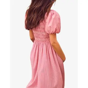 RO&ZO Stripe-pattern Shir Woven Midi Dress