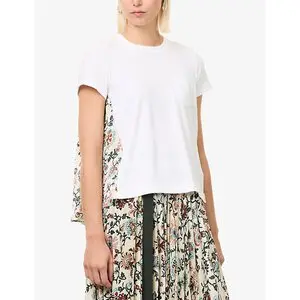 Sacai Contrasting Floral Cotton Top