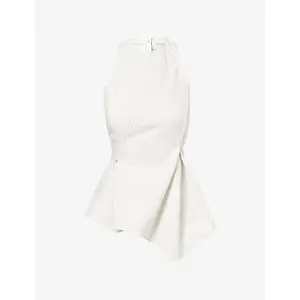 Magda Butrym Sleeveless Peplum Denim Top - Cream