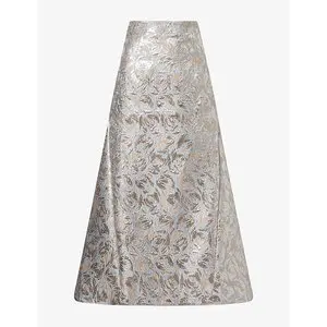 Huishan Zhang Vicky Floral Jacquard Midi Skirt - Blue