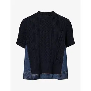 Sacai Short-sleeve Cable Knit Top