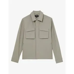 REISS Divide Patch-pocket Button-up Stretch-woven Overshirt - Stone