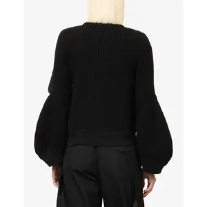 Sacai Funnel-neck Ribbed Wool Jacket