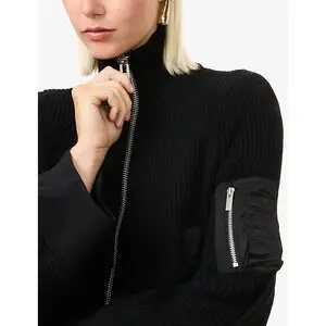 Sacai Funnel-neck Ribbed Wool Jacket