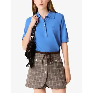Maje Checked Layered-effect Cotton And Wool-blend Shorts