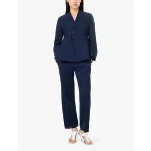 CFCL Soft Milan Semi Wide-leg Knitted Trousers - Navy