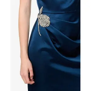 Erdem Draped Embroidered Satin Maxi Dress