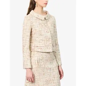 Huishan Zhang Boxy Round-collar Tweed Jacket