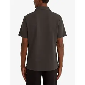 REISS Reed Micro-waffle Short-sleeve Stretch-jersey Polo - Brown