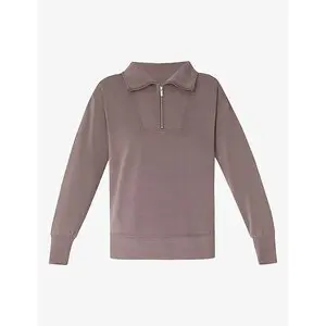 Sweaty Betty Half-zip Longline Jersey Sweatshirt - Sable Brown