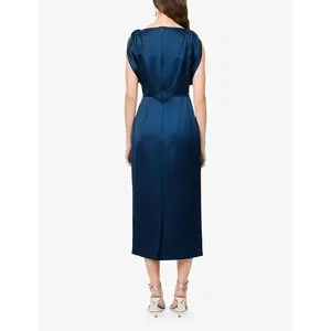 Erdem Floral-embroidered Satin Midi Dress