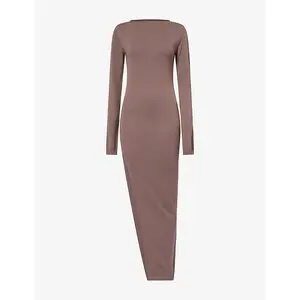 Rick Owens Long-sleeve Slit Wool Maxi Dress - Grape