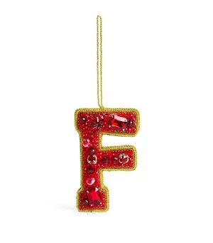 Tinker Tailor Embellished F Tree Decoration - Red