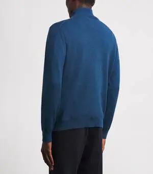 Johnstons Of Elgin Cashmere Quarter-zip Sweater - Blue