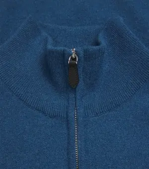 Johnstons Of Elgin Cashmere Quarter-zip Sweater - Blue