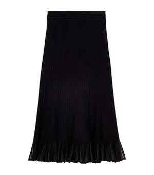 Maje Plissé Midi Skirt - Black
