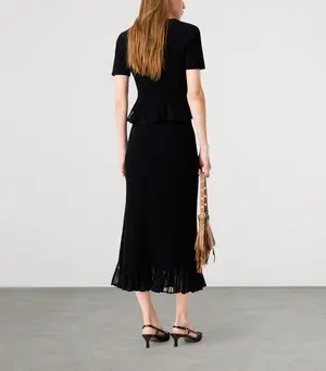 Maje Plissé Midi Skirt