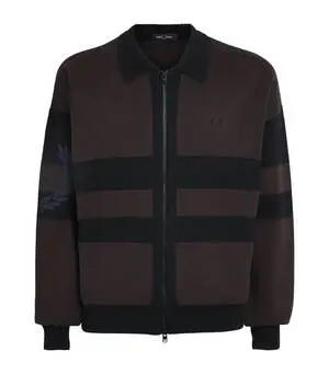Fred Perry Cotton Stripe Zip-up Cardigan - Brown