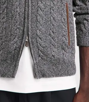N.peal Cashmere Cable-knit Zip-up Cardigan