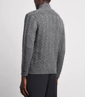 N.peal Cashmere Cable-knit Zip-up Cardigan