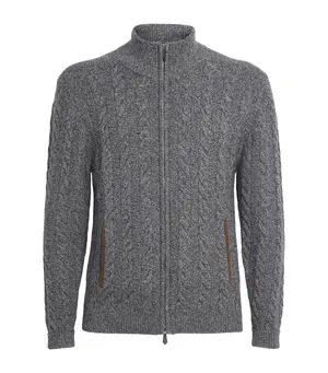 N.peal Cashmere Cable-knit Zip-up Cardigan - Grey