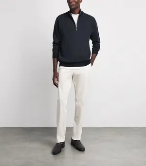 N.peal Cashmere Quarter Zip Temple Sweater - Navy