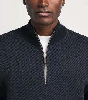 N.peal Cashmere Quarter Zip Temple Sweater - Navy