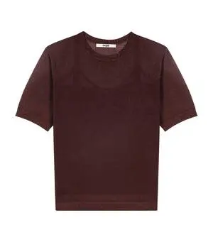 Maje Knit T-shirt And Cami Top Set - Brown