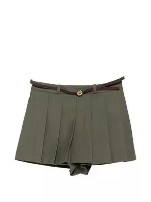 Maje Pleated Belted Shorts - Green