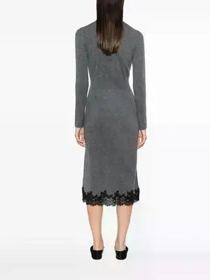 Maje Lace-trim Knitted Midi Dress