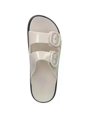 Melissa Buckle-fastening Platform Slides - Neutrals