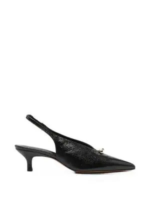 Maje Lizard-effect Pointed-toe Pumps - Black