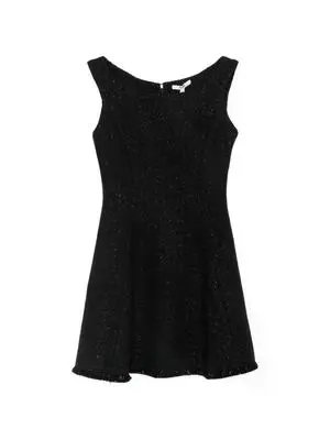 Maje Frayed-hem Mini Dress - Black